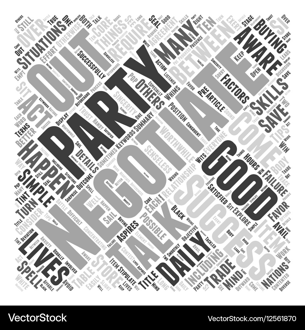 Ten tips to negotiate successfully word cloud Vector Image