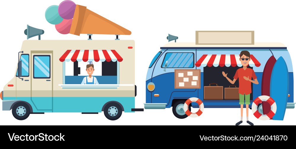 Vintage trip van cartoon Royalty Free Vector Image