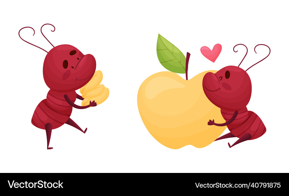 Ant doing various actions set funny insects Vector Image