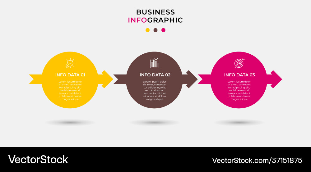 Business infographics timeline with 3 steps Vector Image