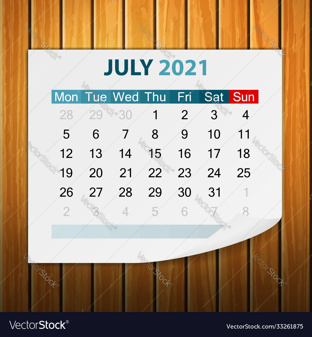 July Calendar Clipart