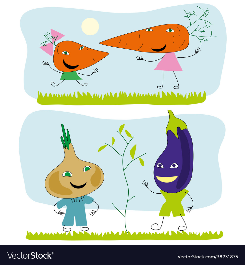 Cartoon characters representing vegetables Vector Image