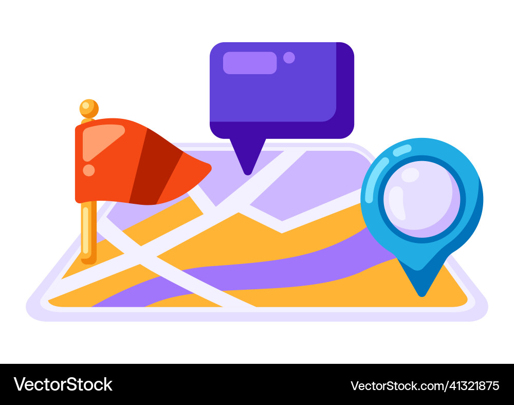 City map background design with markers and flags Vector Image