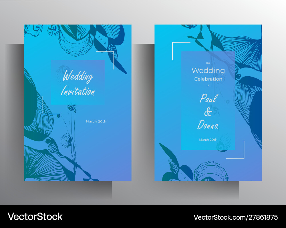 Design wedding invitation card set hand-drawn Vector Image