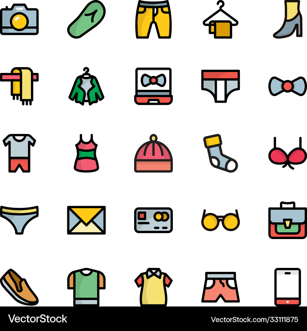 Fashion flat colored icons Royalty Free Vector Image