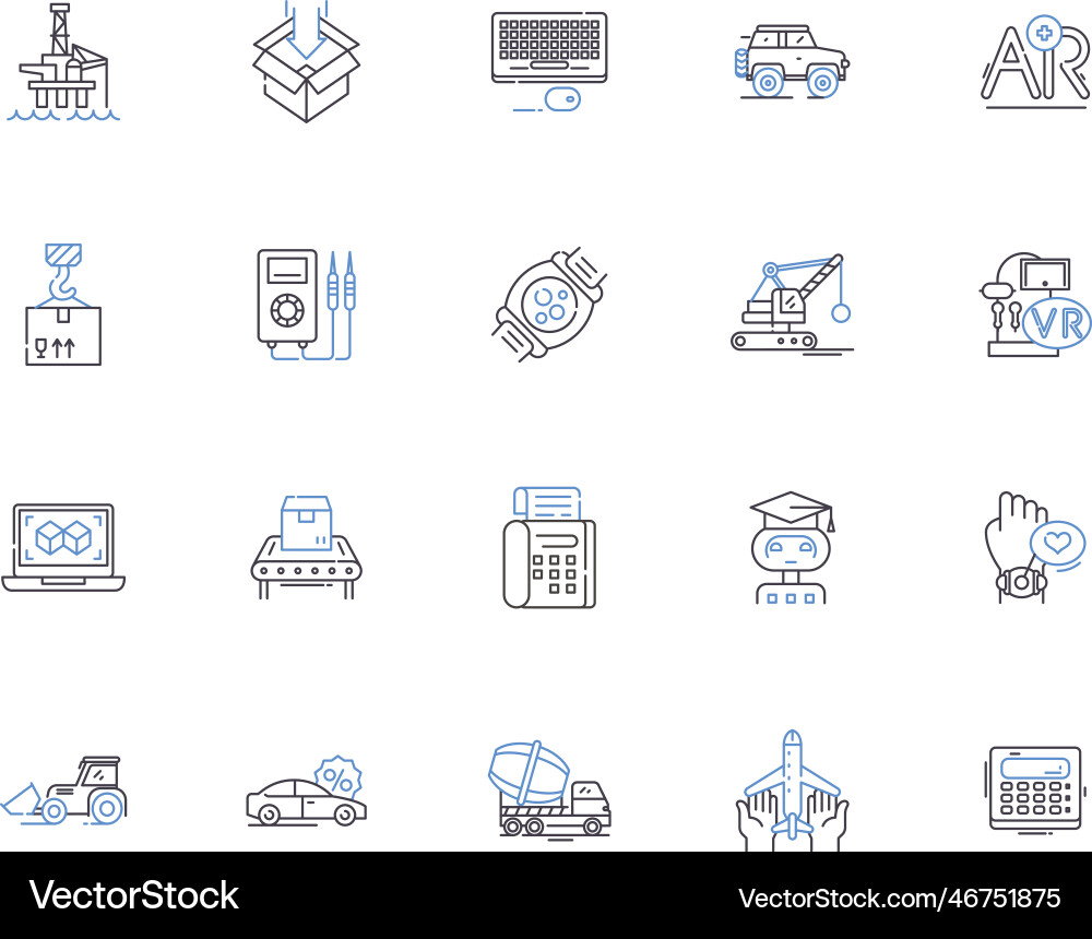 Machines outline icons collection robots Vector Image