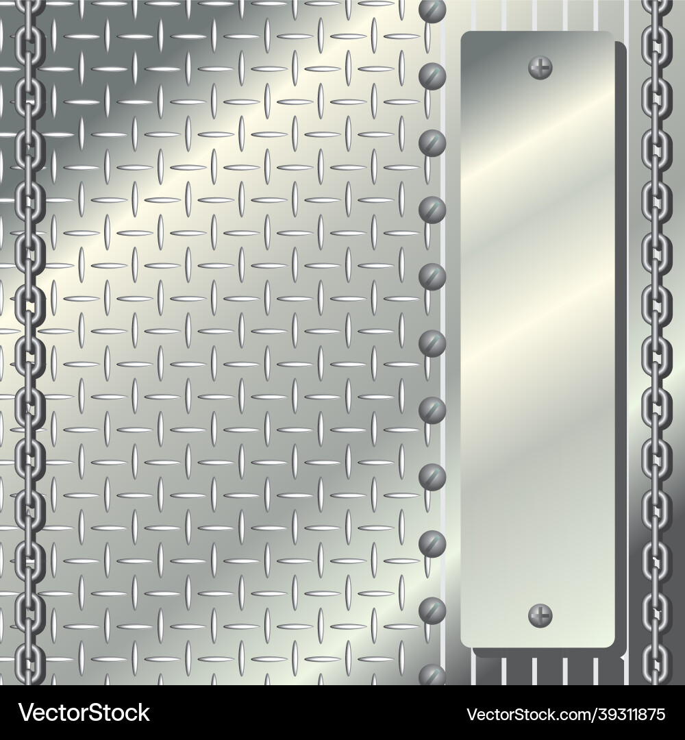 Metal background with rivets and chain 2 Vector Image
