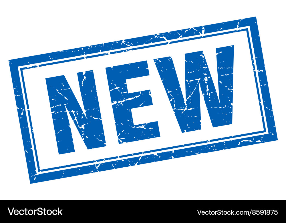 New blue square grunge stamp on white Royalty Free Vector