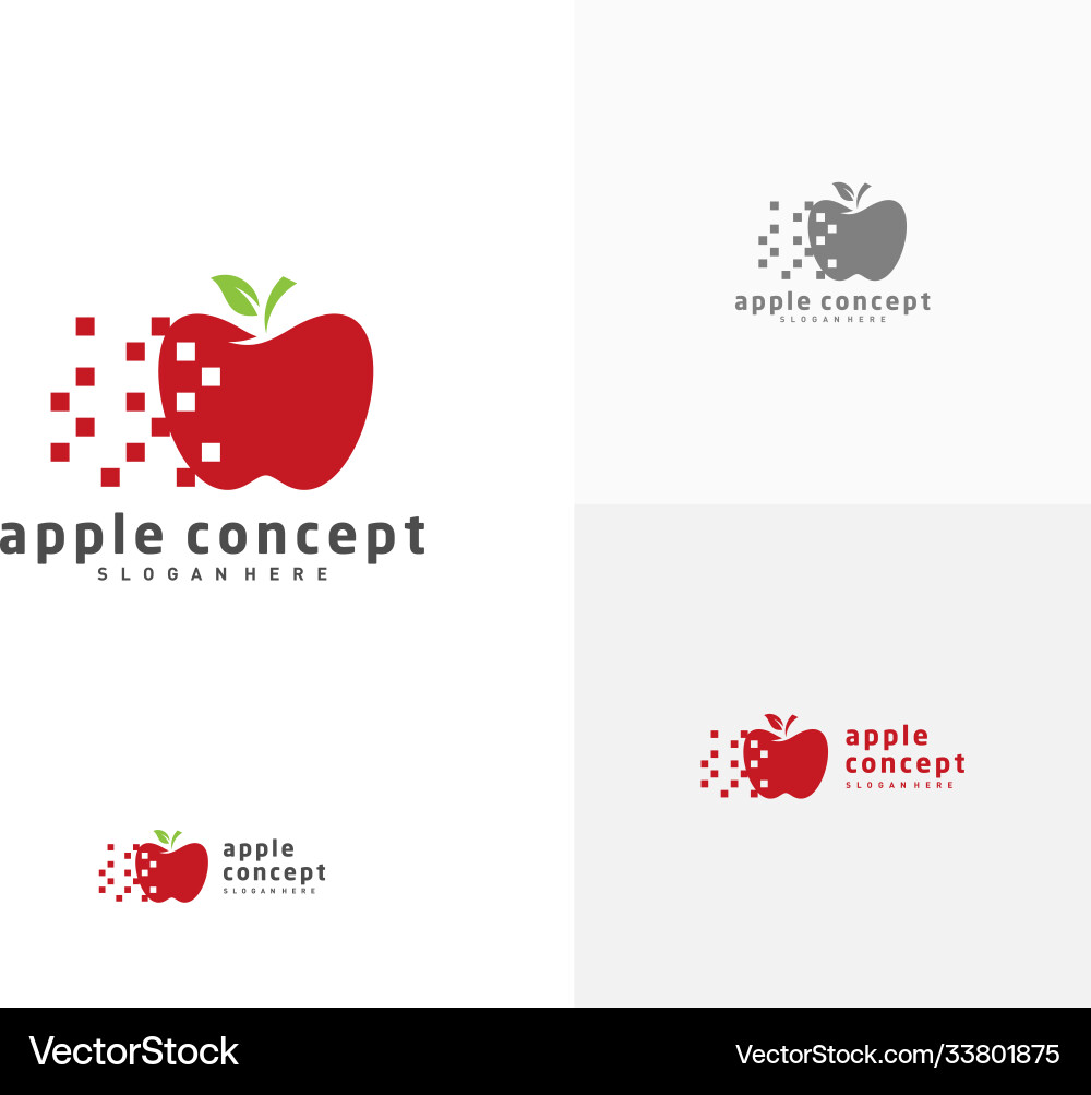 Pixel apple logo design template fruits apple Vector Image
