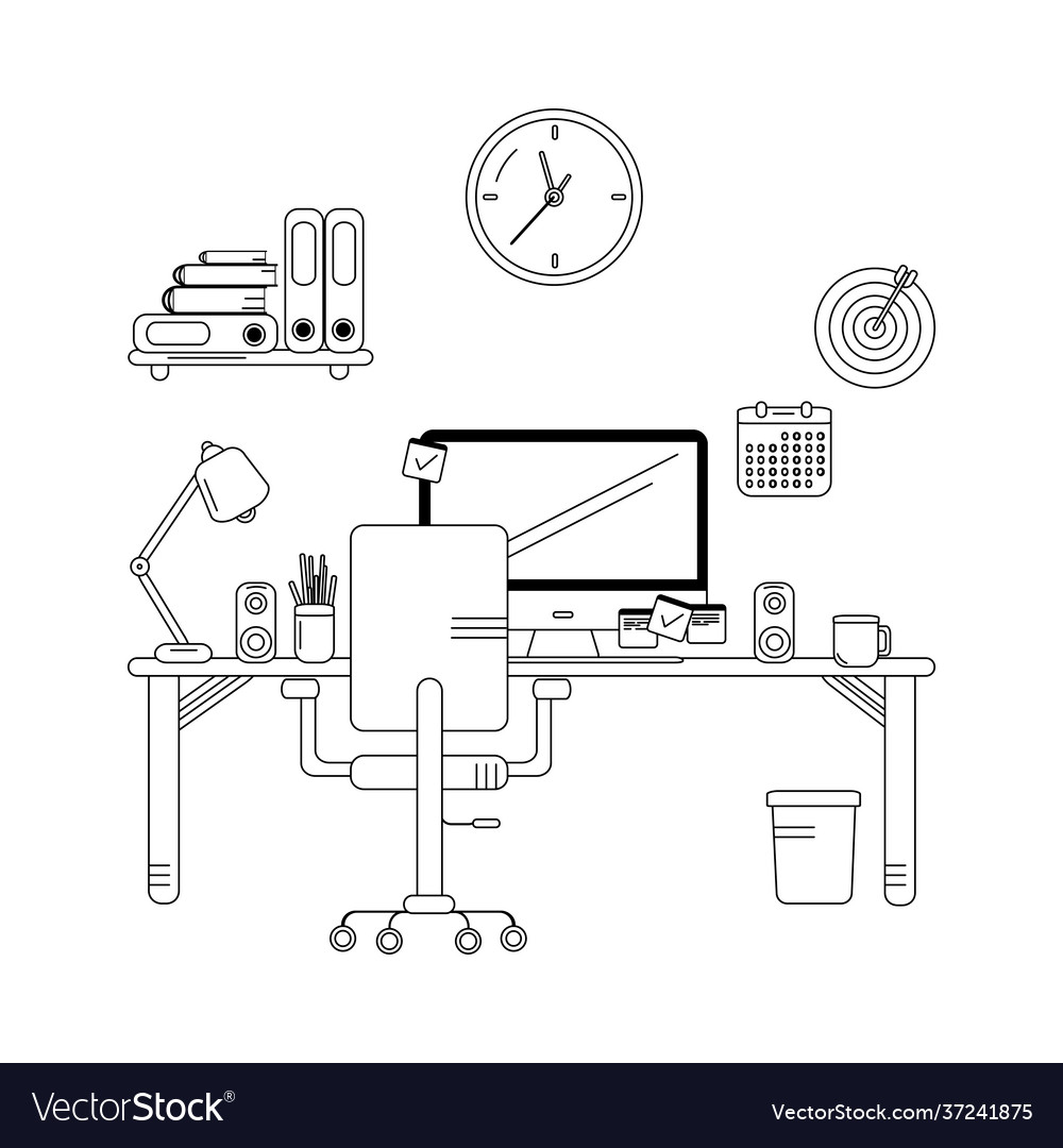 Set flat design elements workspace Royalty Free Vector Image
