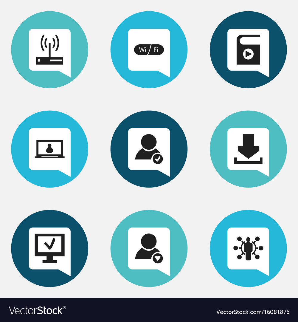 Set of 9 editable web icons includes symbols Vector Image