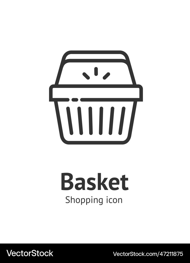 Shopping basket with handle sign thin line icon Vector Image