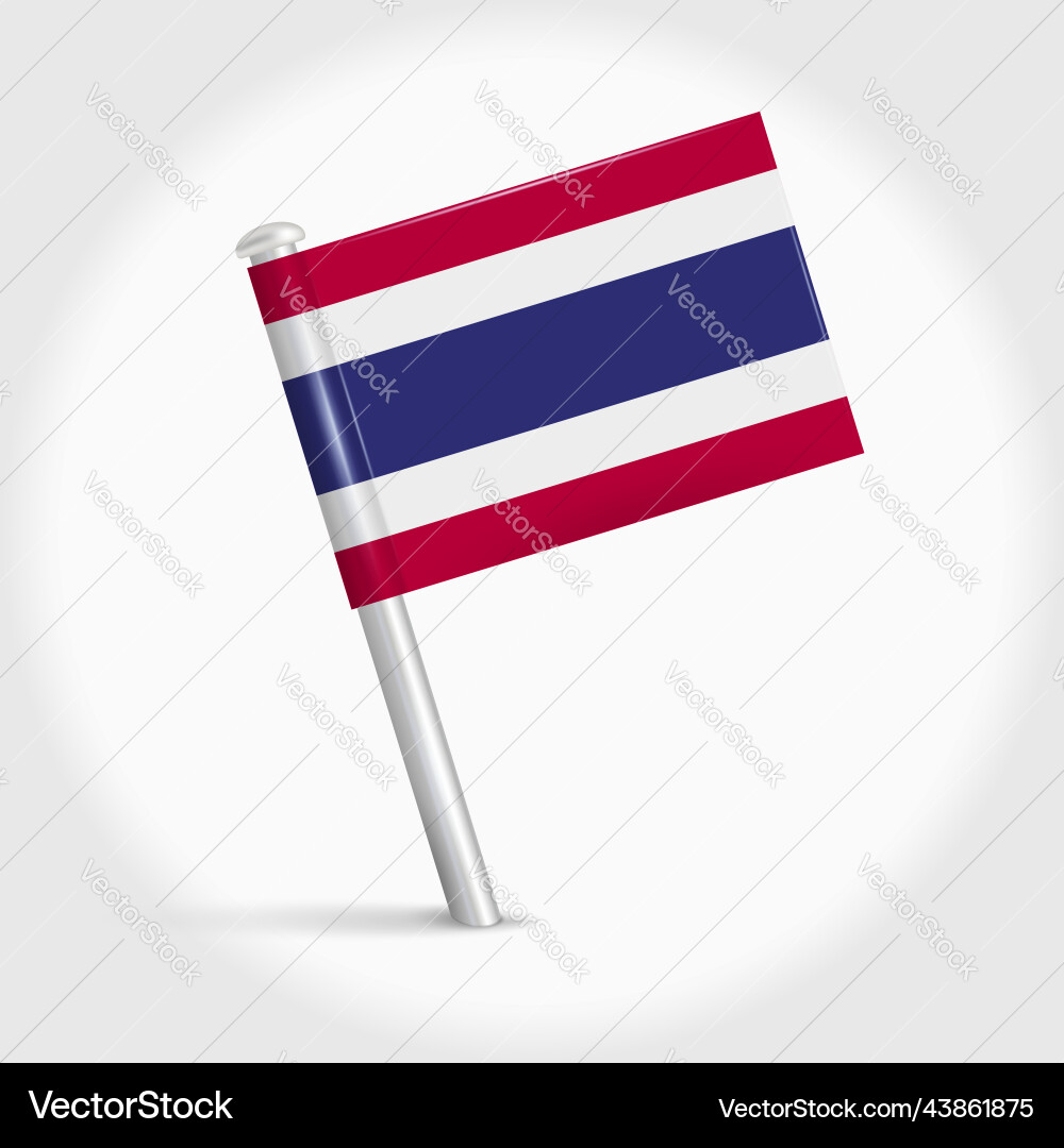 Thailand pin flag 3d realistic Royalty Free Vector Image