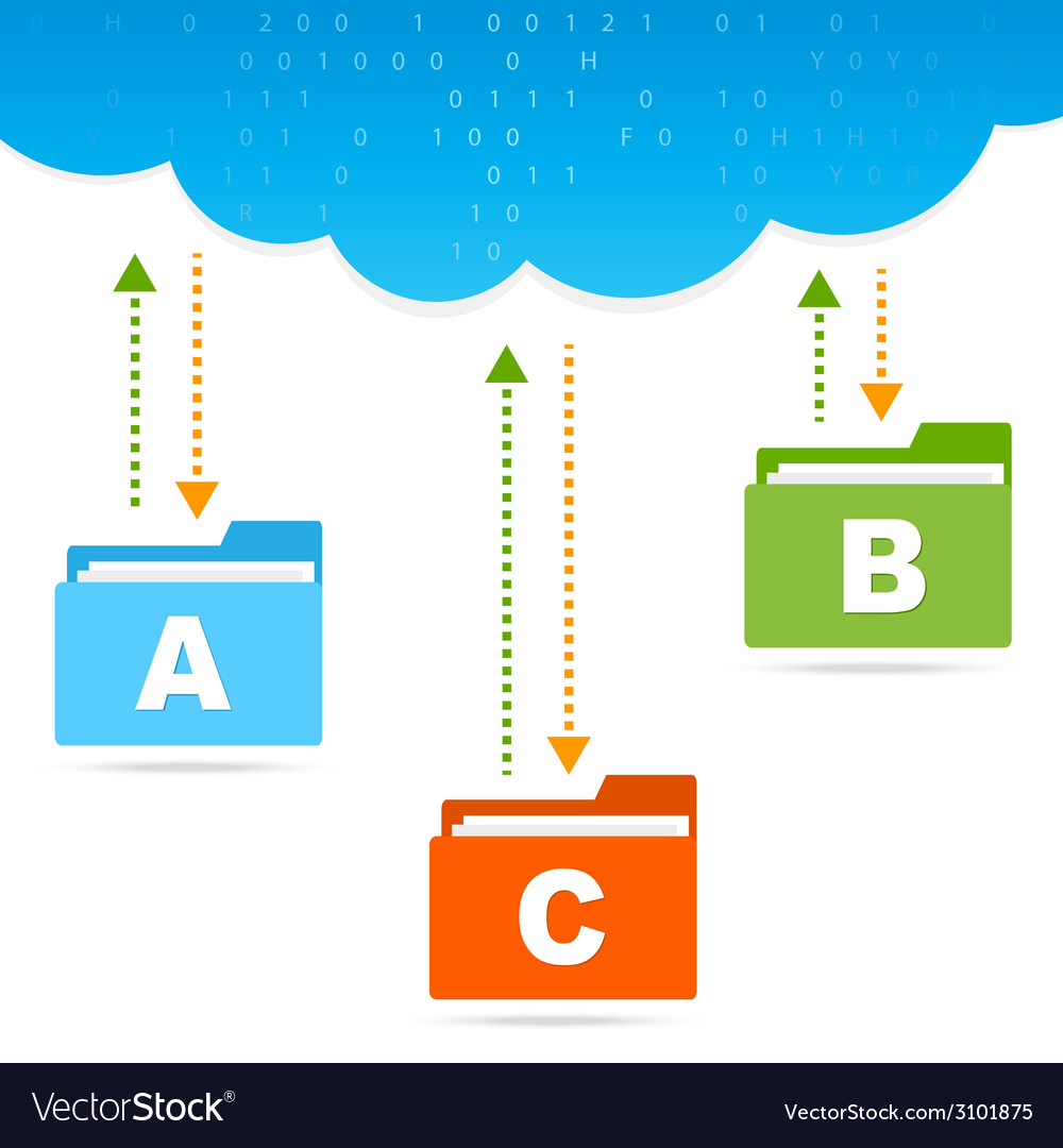 Transfer files cloud presentation Royalty Free Vector Image