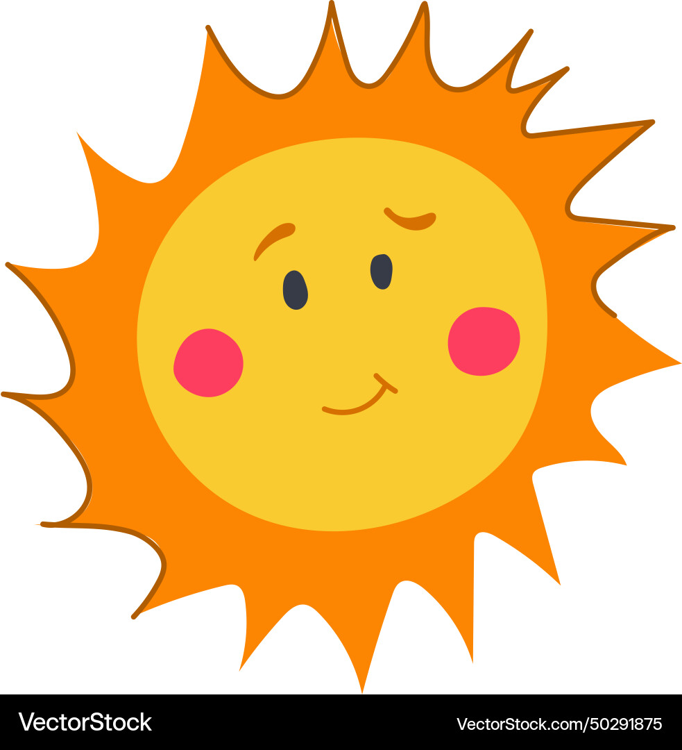 Vintage sun character cartoon Royalty Free Vector Image