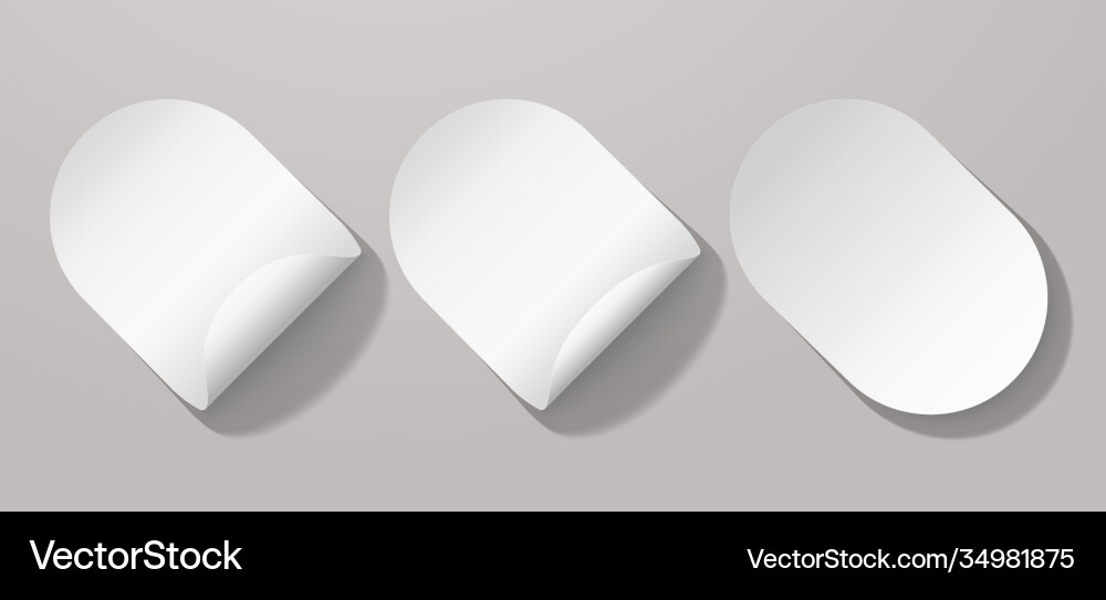 White round adhesive stickers with curved edges Vector Image
