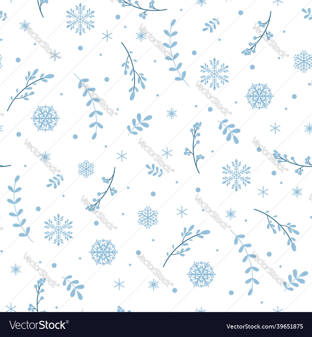 Winter seamless pattern with snowflakes and small Vector Image