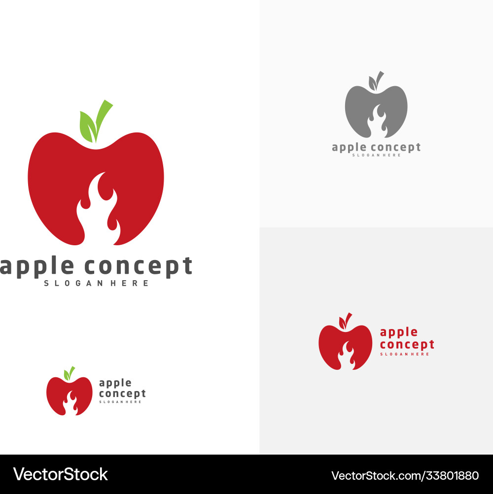Apple fire logo design template fruits icon Vector Image