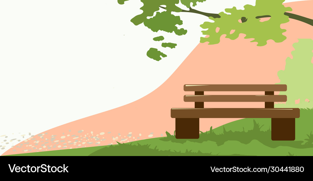 Bench under a tree in summer background Royalty Free Vector