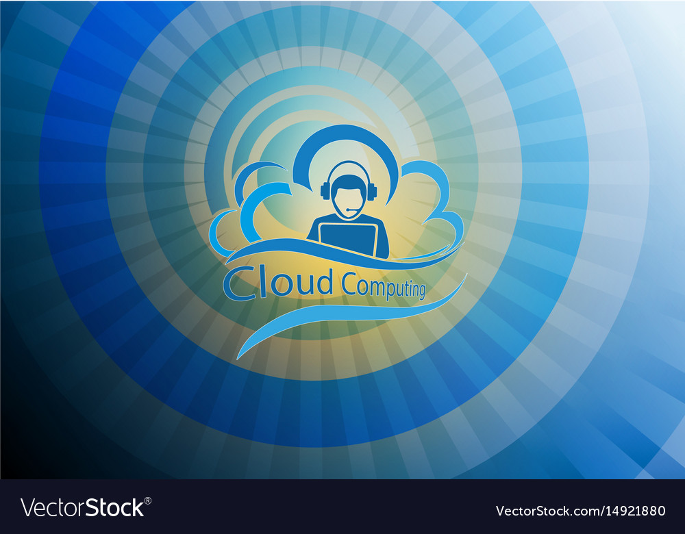 Blue background with computer cloud Royalty Free Vector