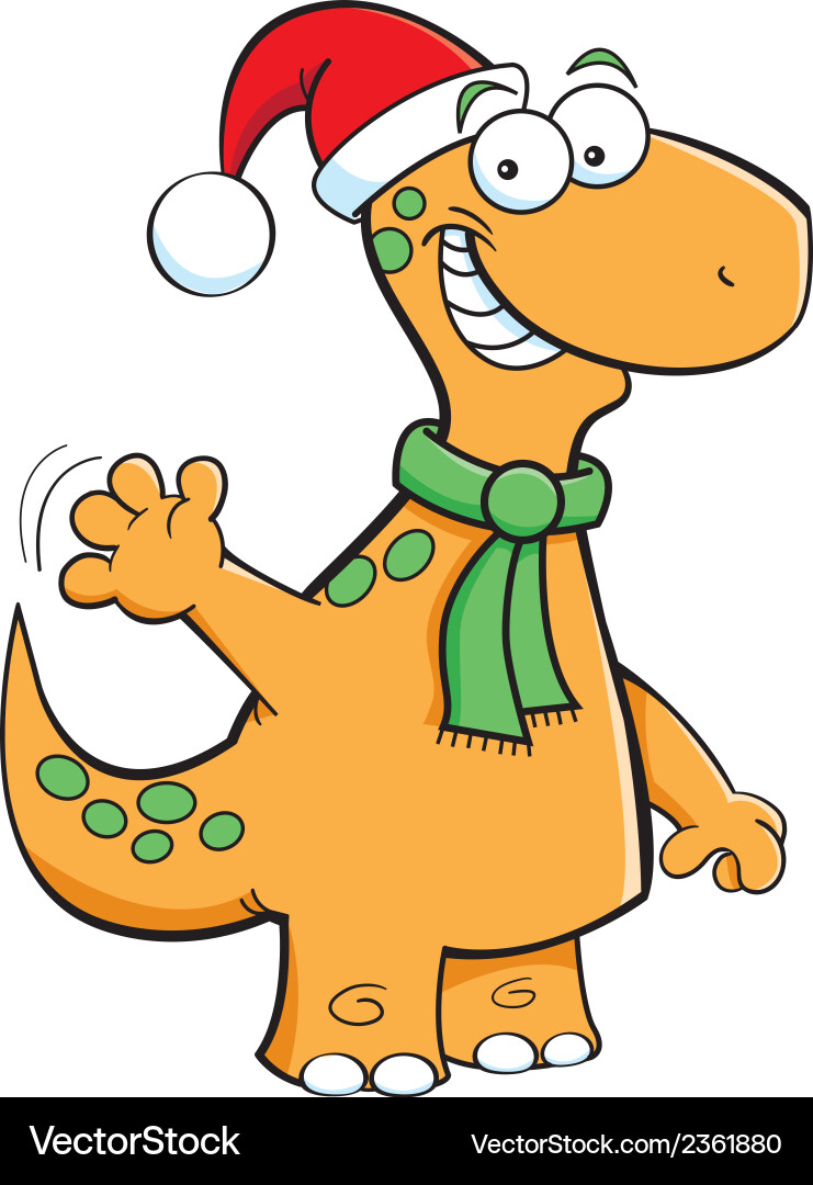 Cartoon brontosaurus santa Royalty Free Vector Image