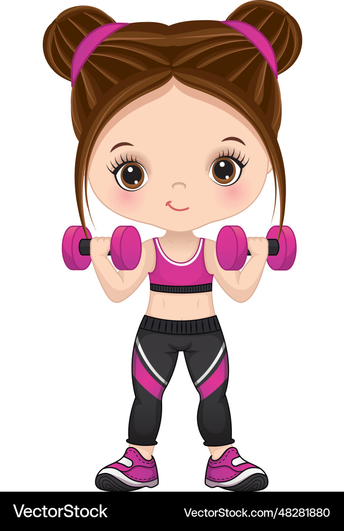 Cartoon little girl doing workout Royalty Free Vector Image