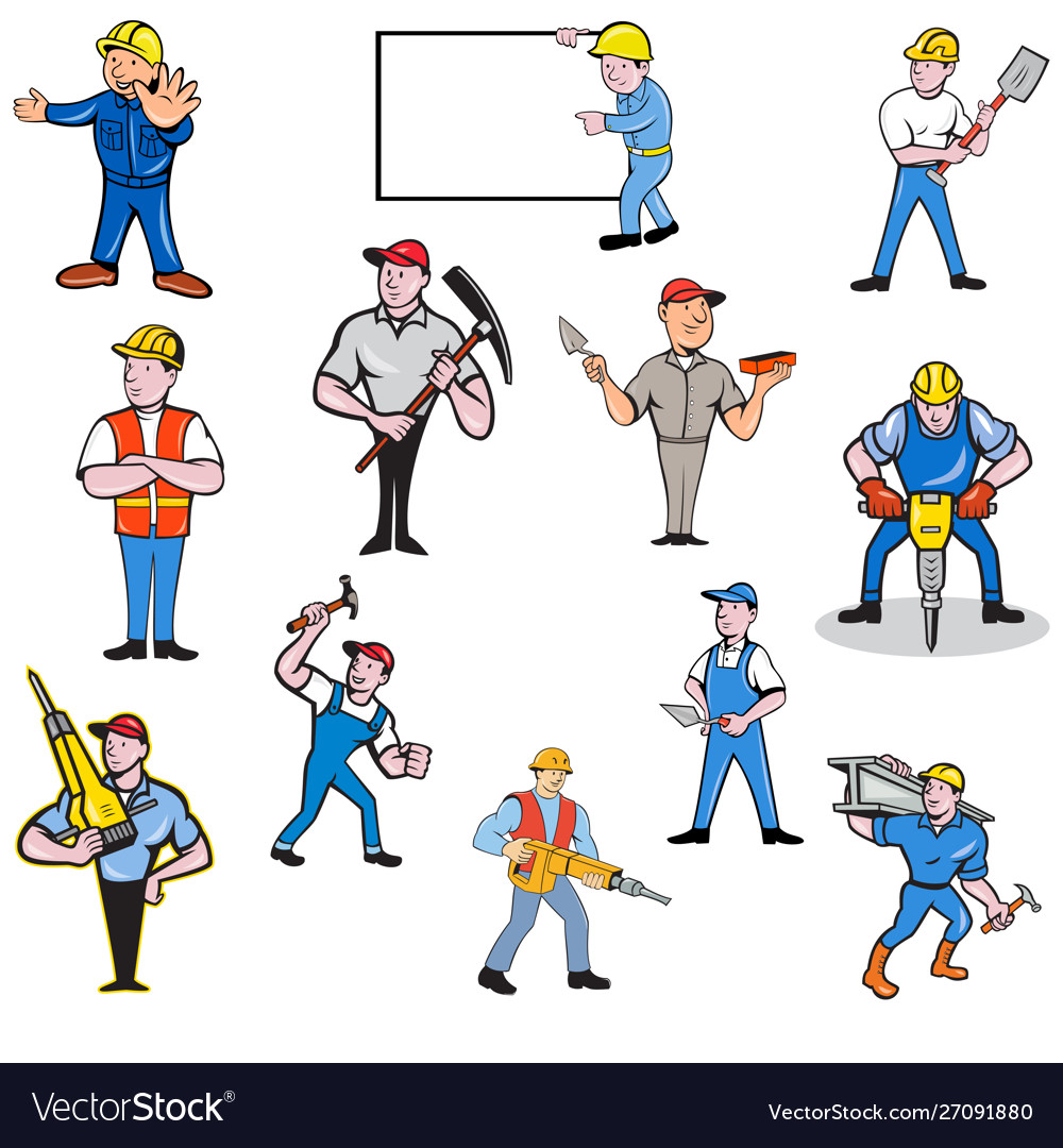 Construction worker set Royalty Free Vector Image