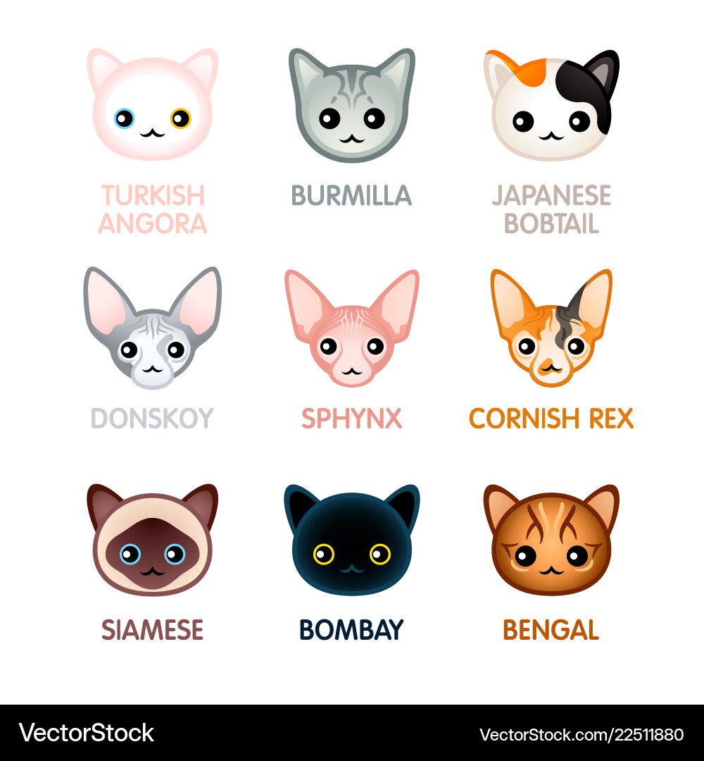 Cute cat icons set i Royalty Free Vector Image
