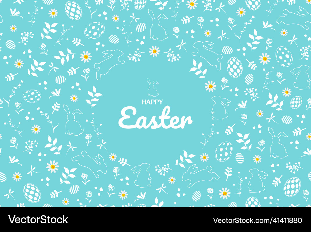 Easter greeting card with hand drawn rabbits Vector Image