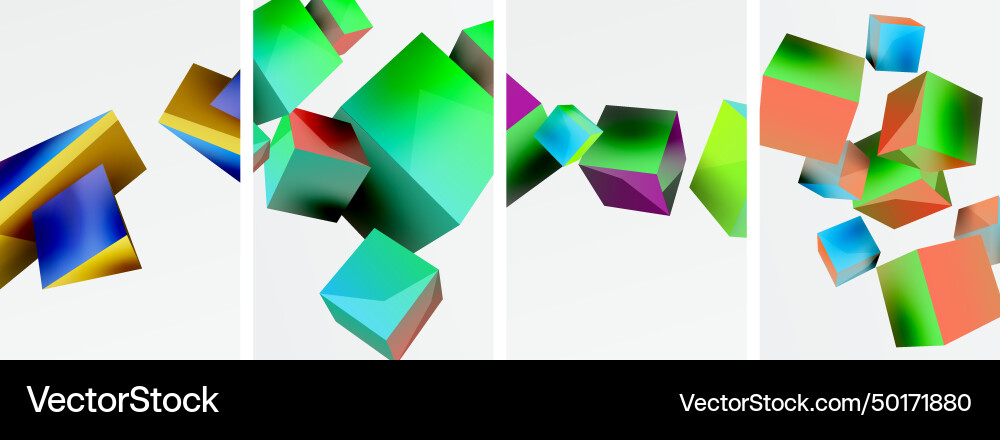 Flying 3d shapes cubes and other geometric Vector Image
