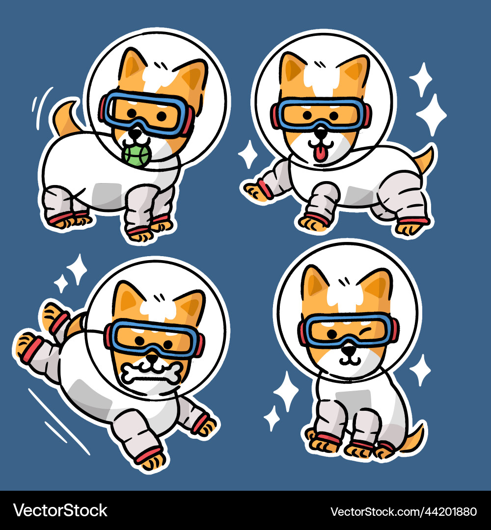 Funny corgi cub playing as astronaut character Vector Image