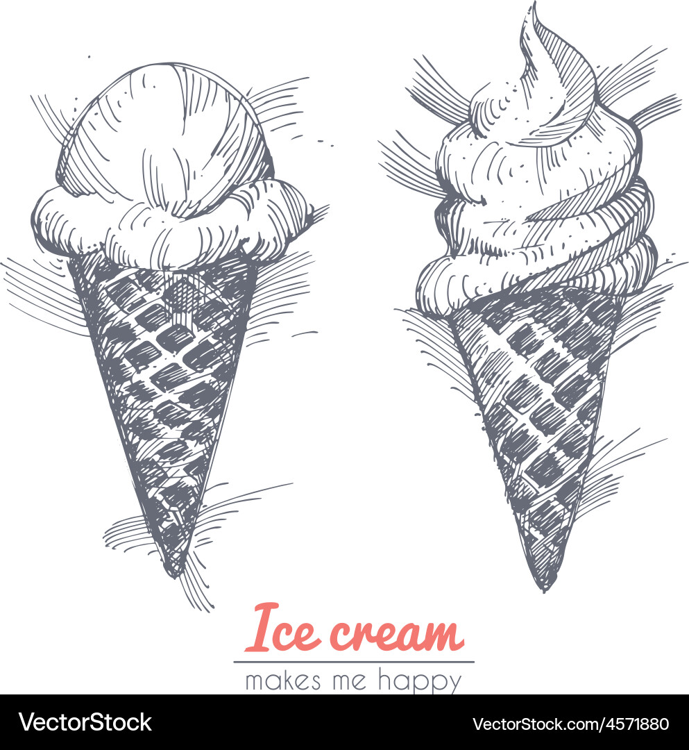 Hand drawn of ice cream Royalty Free Vector Image