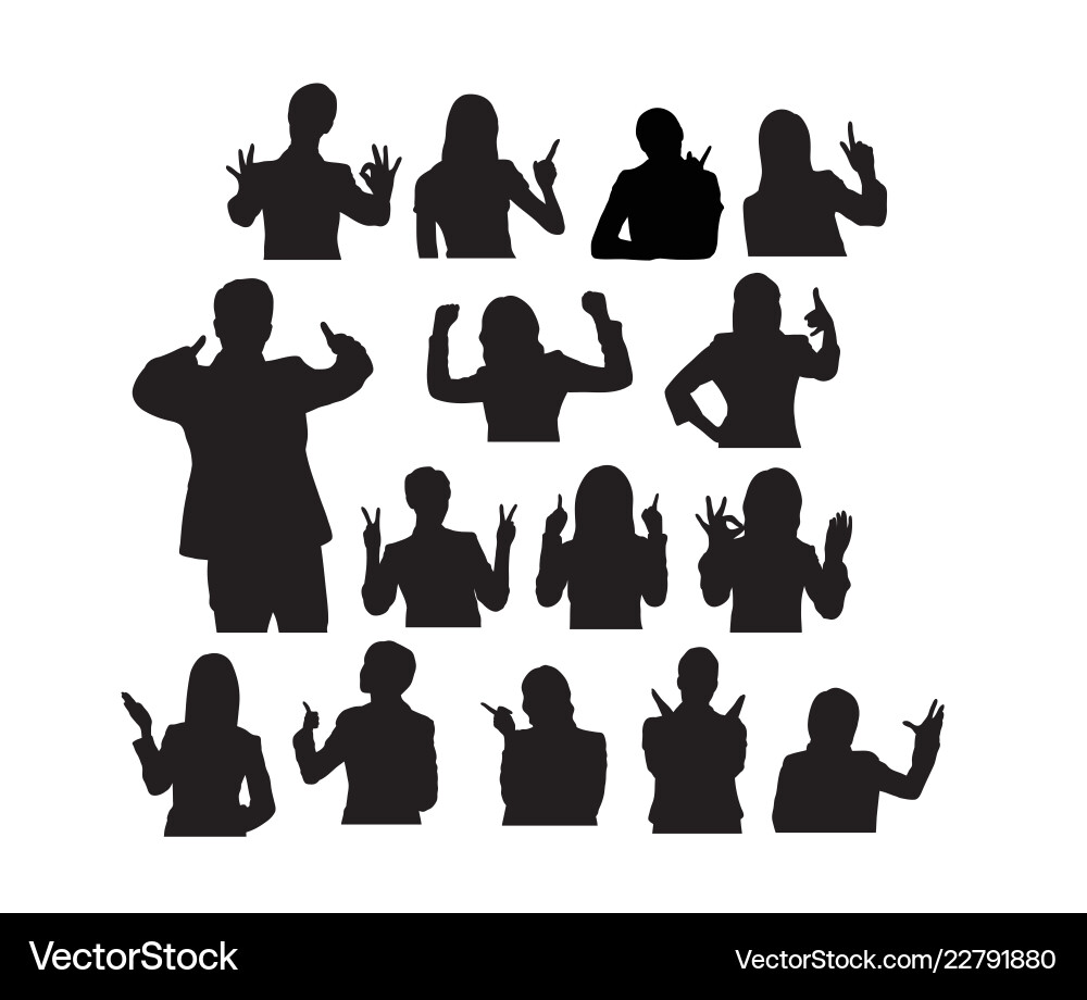 People with gesture finger silhouettes Royalty Free Vector