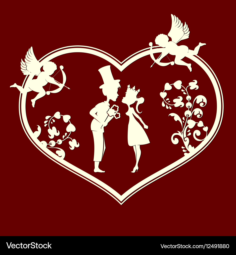 Prince and the princess cupids Royalty Free Vector Image