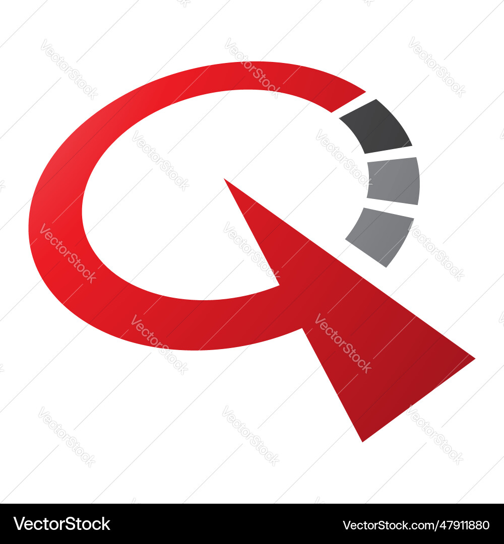 Red and black clock shaped letter q icon Vector Image