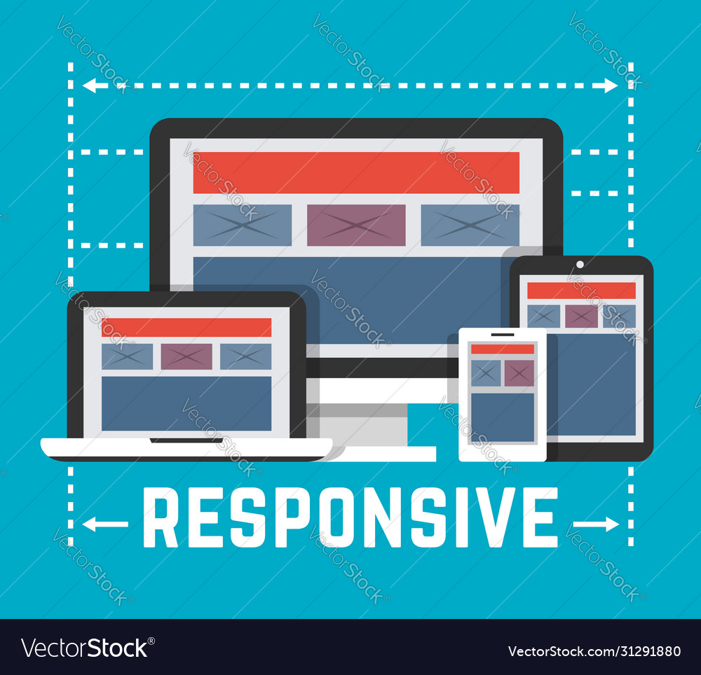 Responsive web design concept in flat style Vector Image Responsive web design concept in flat style Vector Image
