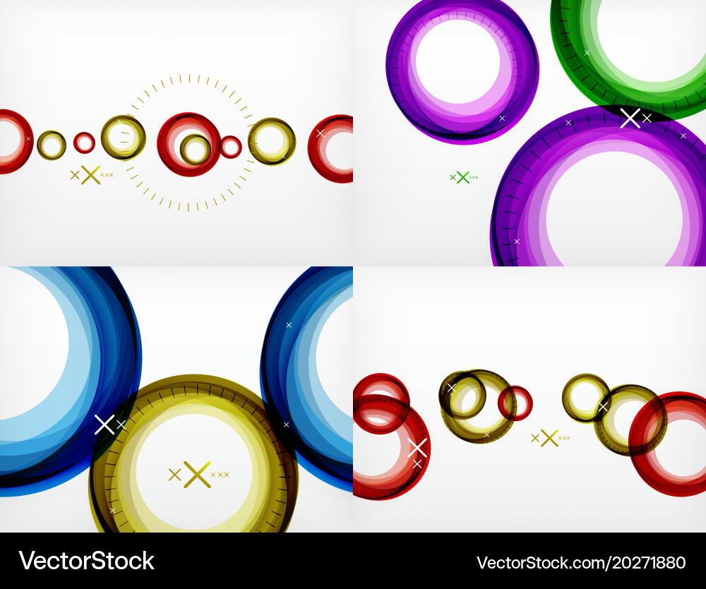 Set of flying abstract circles backdrops Vector Image