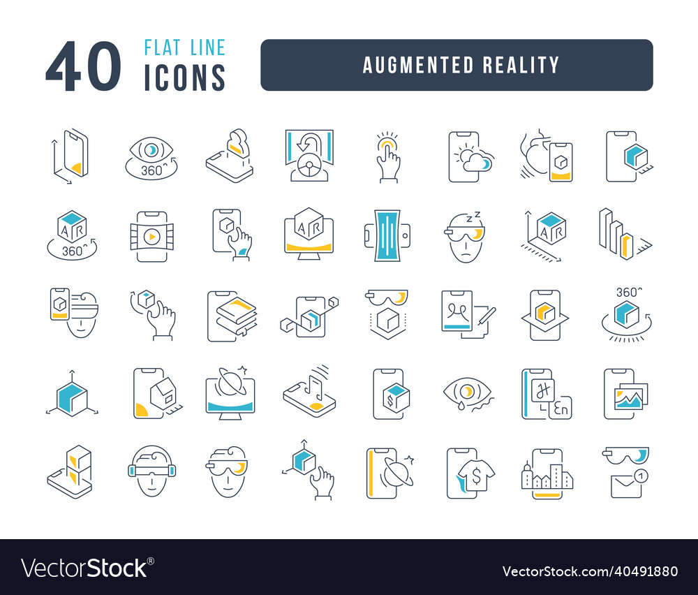 Set of linear icons augmented reality Royalty Free Vector
