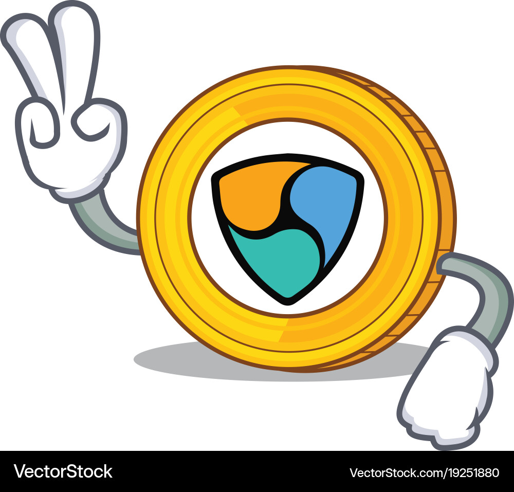Two finger nem coin character cartoon Royalty Free Vector