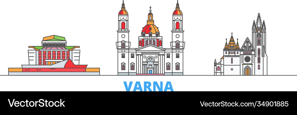 Bulgaria varna line cityscape flat Royalty Free Vector Image