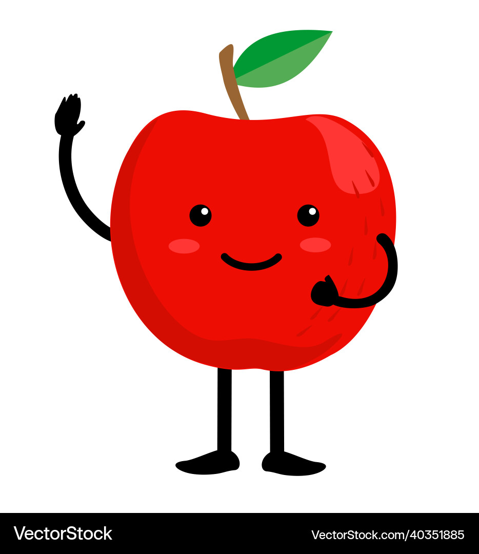 Cartoon cute apple character design icon Vector Image
