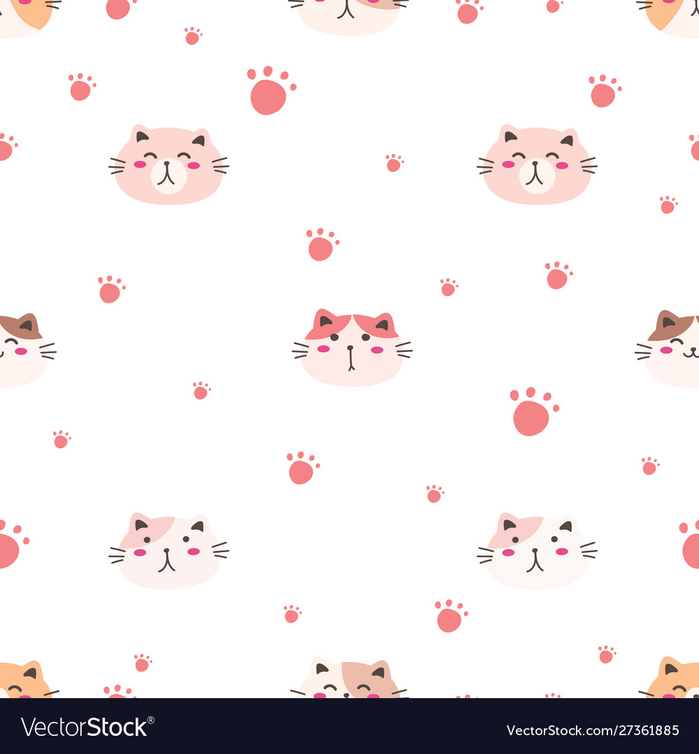 Cute cat seamless pattern background Royalty Free Vector