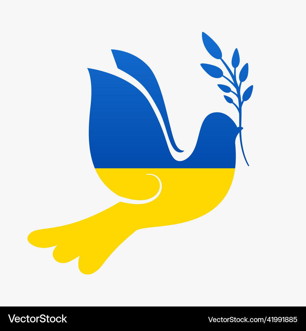Dove peace bird in ukraine flag Royalty Free Vector Image