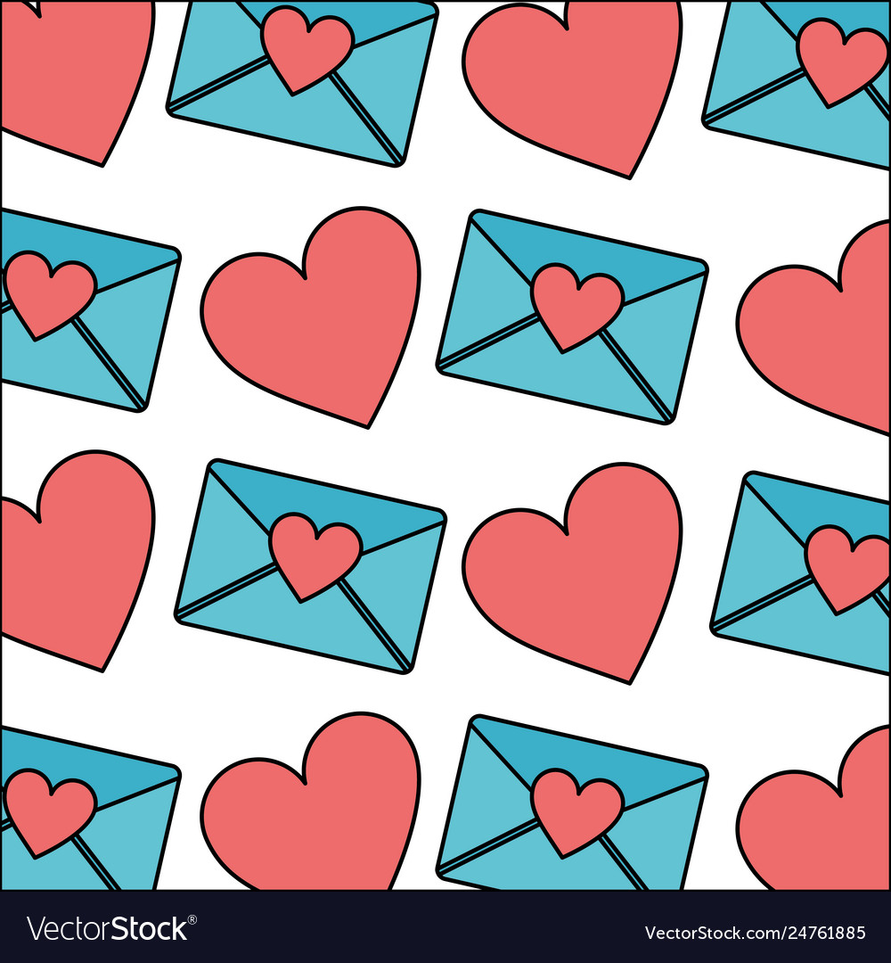 Envelope mail with heart pattern Royalty Free Vector Image