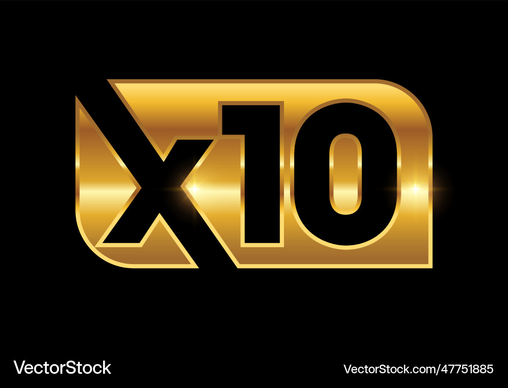 Golden x10 letter monogram logo Royalty Free Vector Image