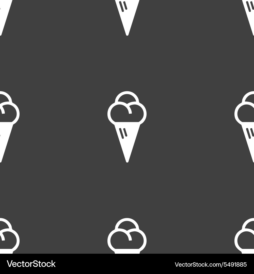 Ice cream icon sign seamless pattern on a gray Vector Image