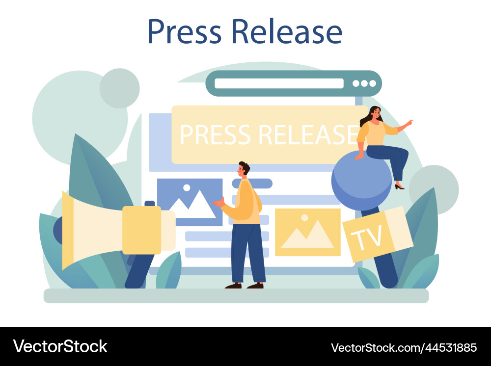 Press release concept mass media publishing daily Vector Image