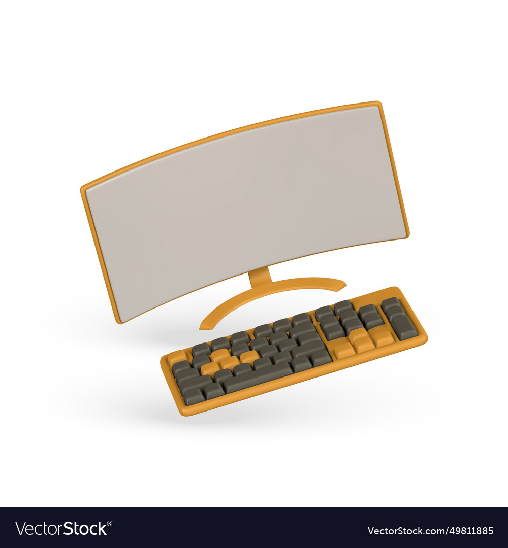 Realistic 3d computer monitor and keyboard Vector Image