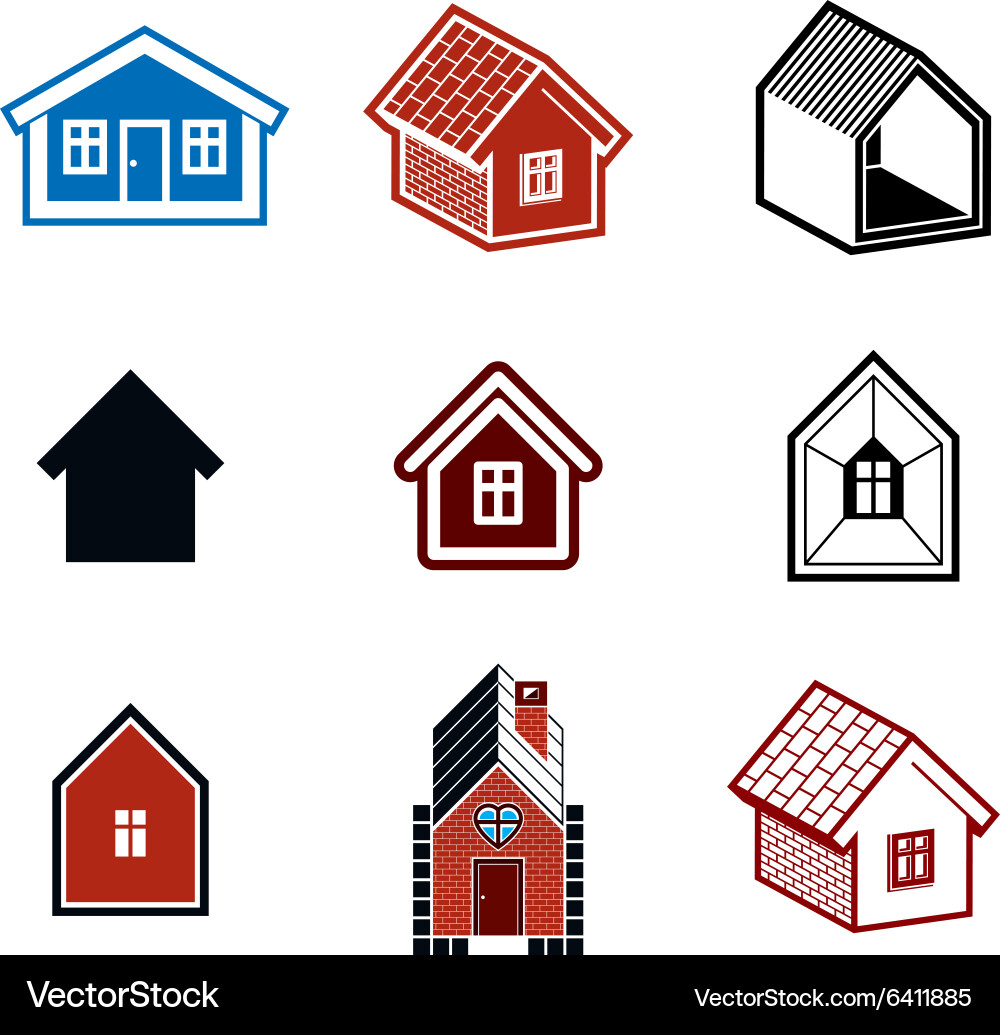 Simple cottages collection real estate Royalty Free Vector