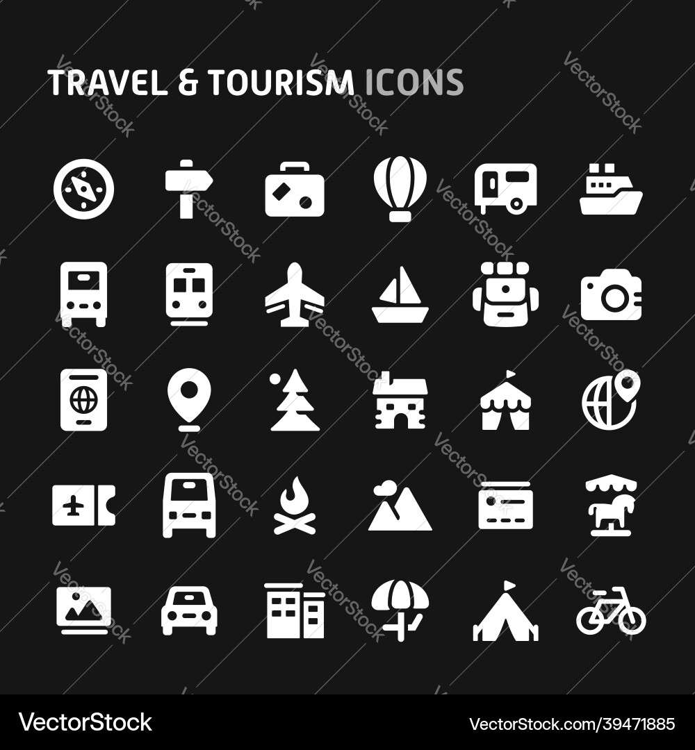 Travel tourism icon set Royalty Free Vector Image